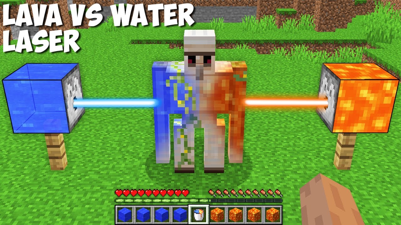 Can you UPGRADE GOLEM WITH LASER in Minecraft ? LAVA VS WATER GOLEM ...