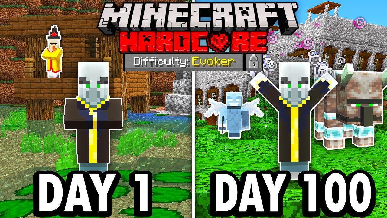 I Survived 100 Days As An Evoker In Hardcore Minecraft Heres What