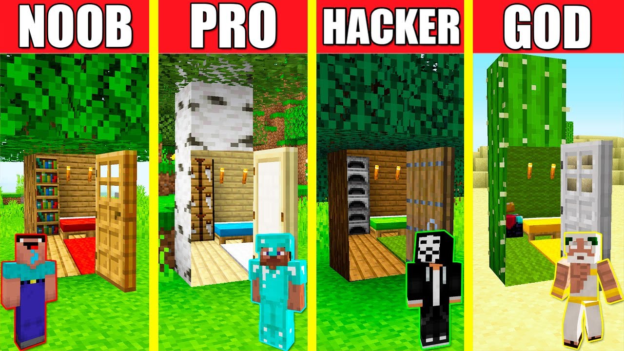 Minecraft Battle: INSIDE TREE HOUSE BUILD CHALLENGE - NOOB vs PRO vs HACKER vs GOD / Animation ...