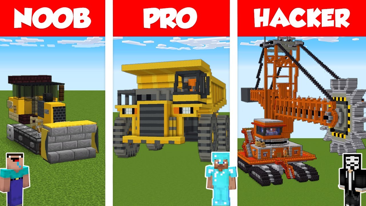 Minecraft NOOB vs PRO vs HACKER: EXCAVATOR HOUSE BUILD CHALLENGE in ...
