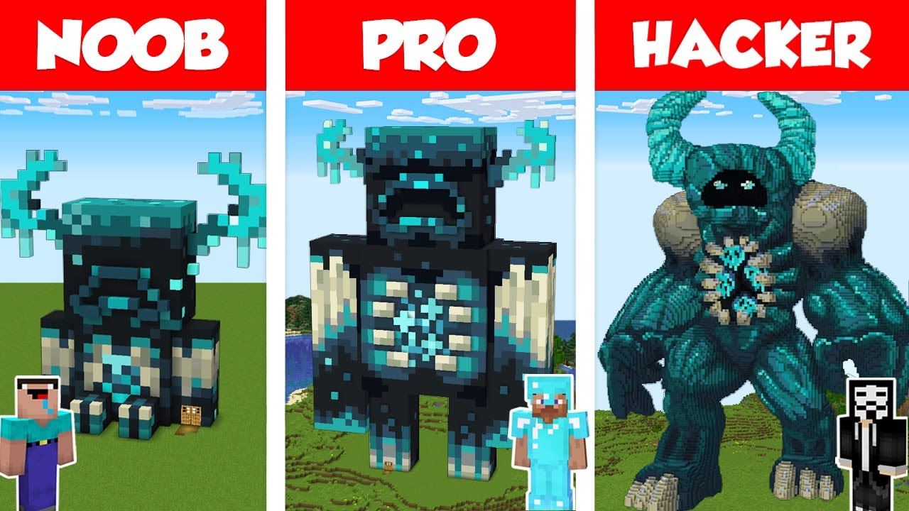 Minecraft NOOB vs PRO vs HACKER: WARDEN STATUE HOUSE BUILD CHALLENGE in ...