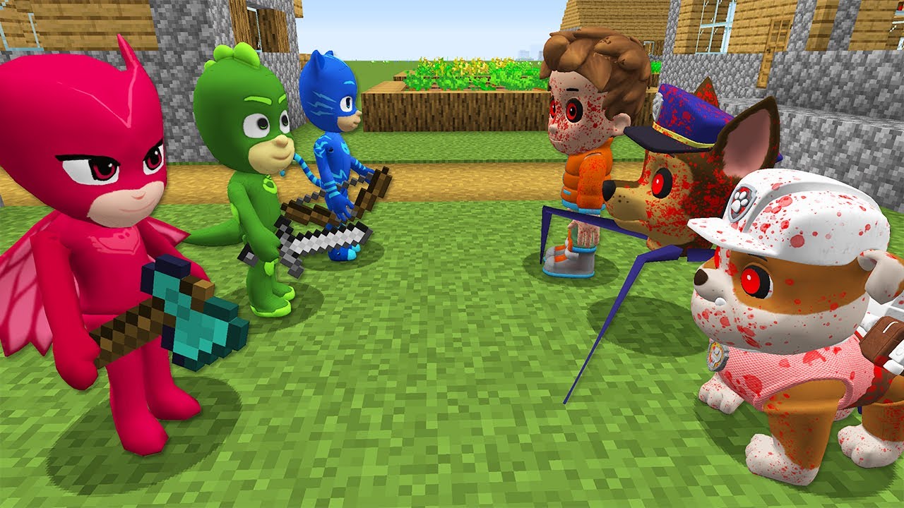 PAW PATROL.EXE vs PJ MASKS in Minecraft - Coffin Meme - Minecraft videos