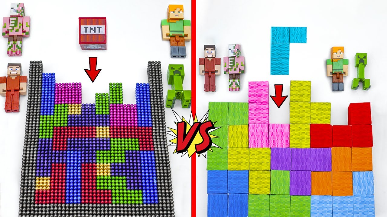 Tetris With Magnetic Balls And Minecraft Blocks - Minecraft videos