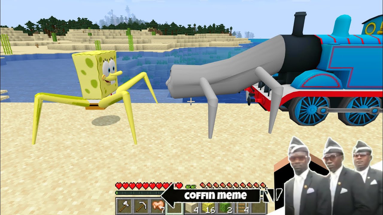 Worm Thomas vs Spider-Spongebob in Minecraft - Coffin meme - Minecraft ...