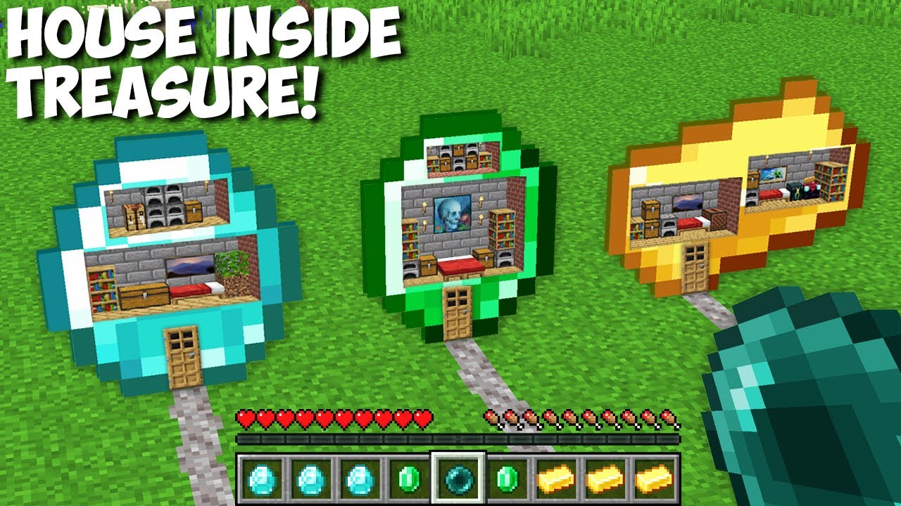 How to LIVE INSIDE a DIAMOND, EMERALD, GOLD in Minecraft ? HOUSE INSIDE ...