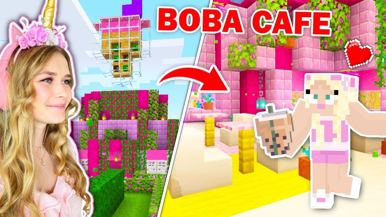 I Built A BOBA CAFE In Minecraft! - Minecraft videos