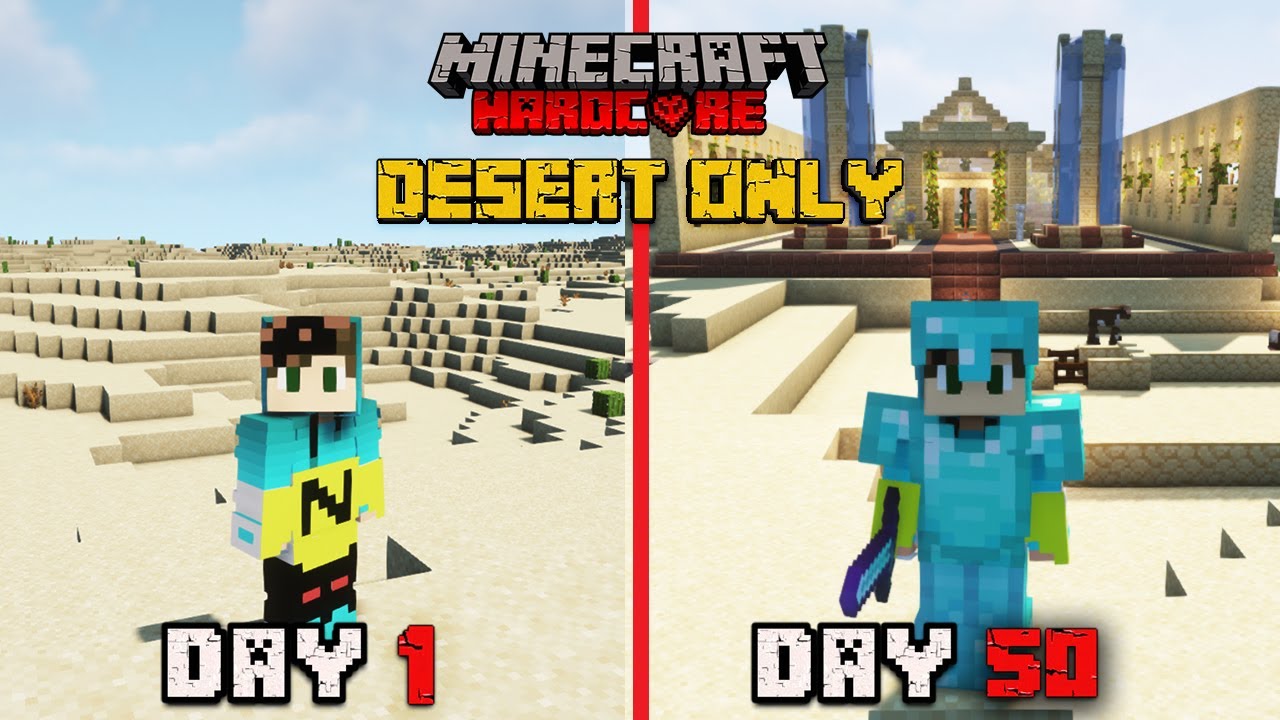 I Survived 100 DAYS OF HARDCORE MINECRAFT, In A DESERT ONLY WORLD (Part ...