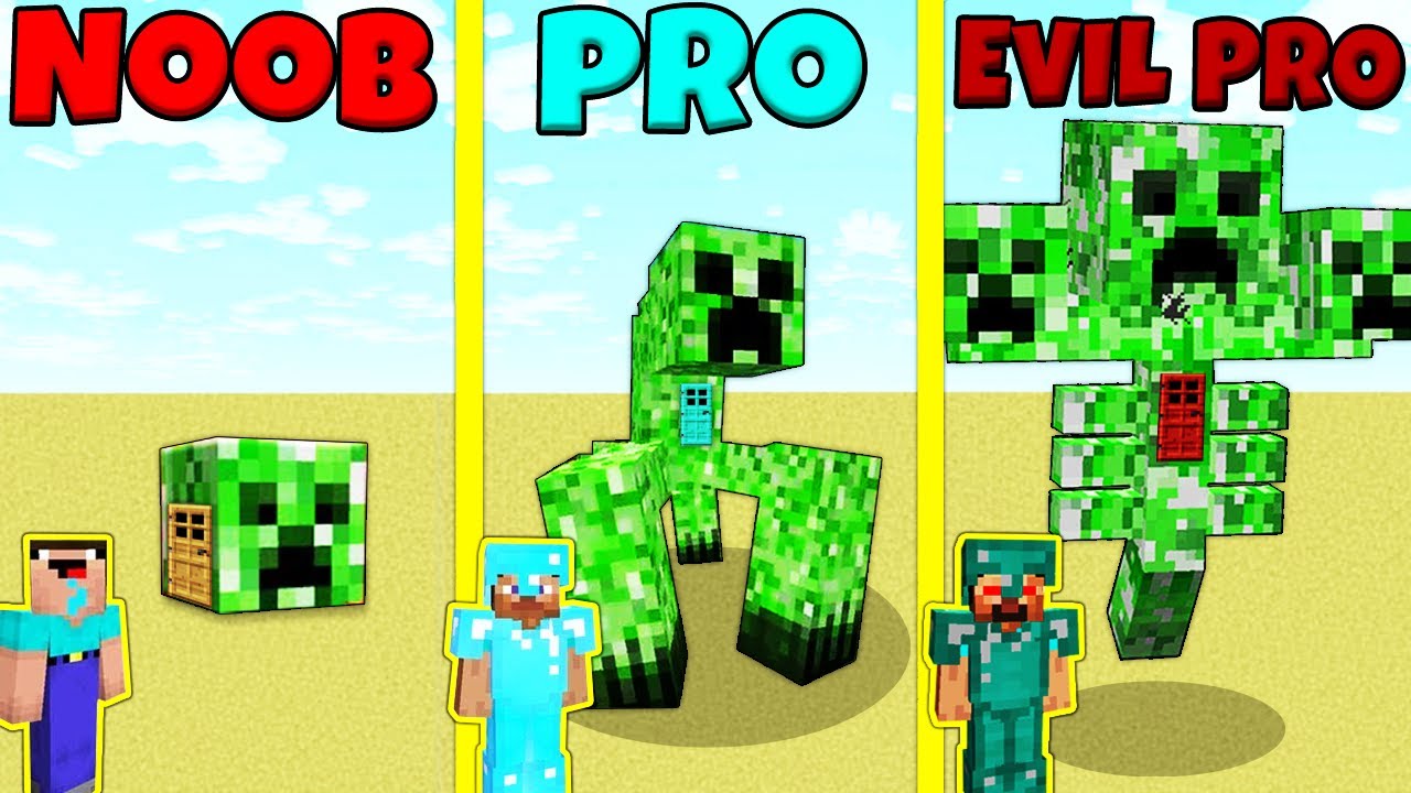 Minecraft Battle: NOOB vs PRO vs EVIL PRO: CREEPER MUTANT BUILD ...