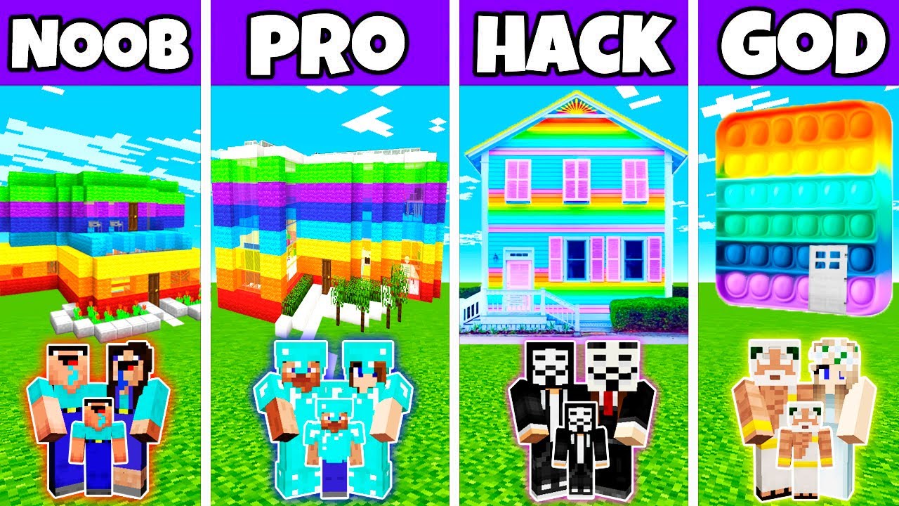 Minecraft Battle: POP IT HOUSE BUILD CHALLENGE - NOOB vs PRO vs HACKER vs GOD in Minecraft ...