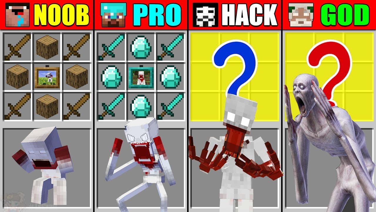 Minecraft NOOB vs PRO vs HACKER vs GOD SCP-096 CRAFTING SCP CHALLENGE ...