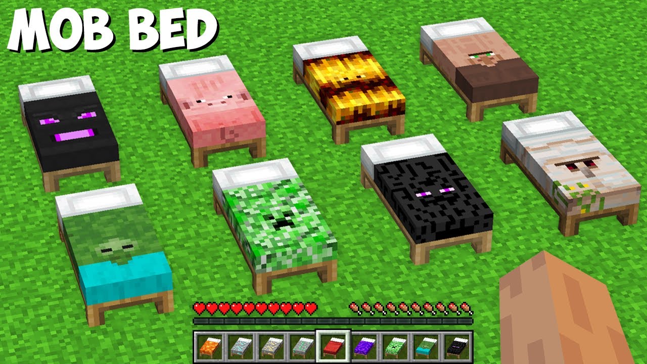 Never SLEEP ON THESE MOB BEDS in Minecraft ! ZOMBIE, CREEPER, GOLEM ...