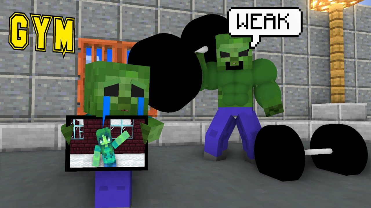 Very strong BABY ZOMBIE BODY BUILDER + ZOMBIE BAD PARENTS - MINECRAFT ...