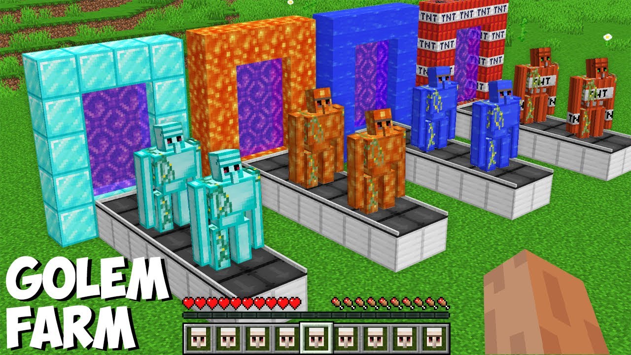 How to BUILD A SUPER GOLEM FARM in Minecraft ? FARM OF ALL GOLEMS ...