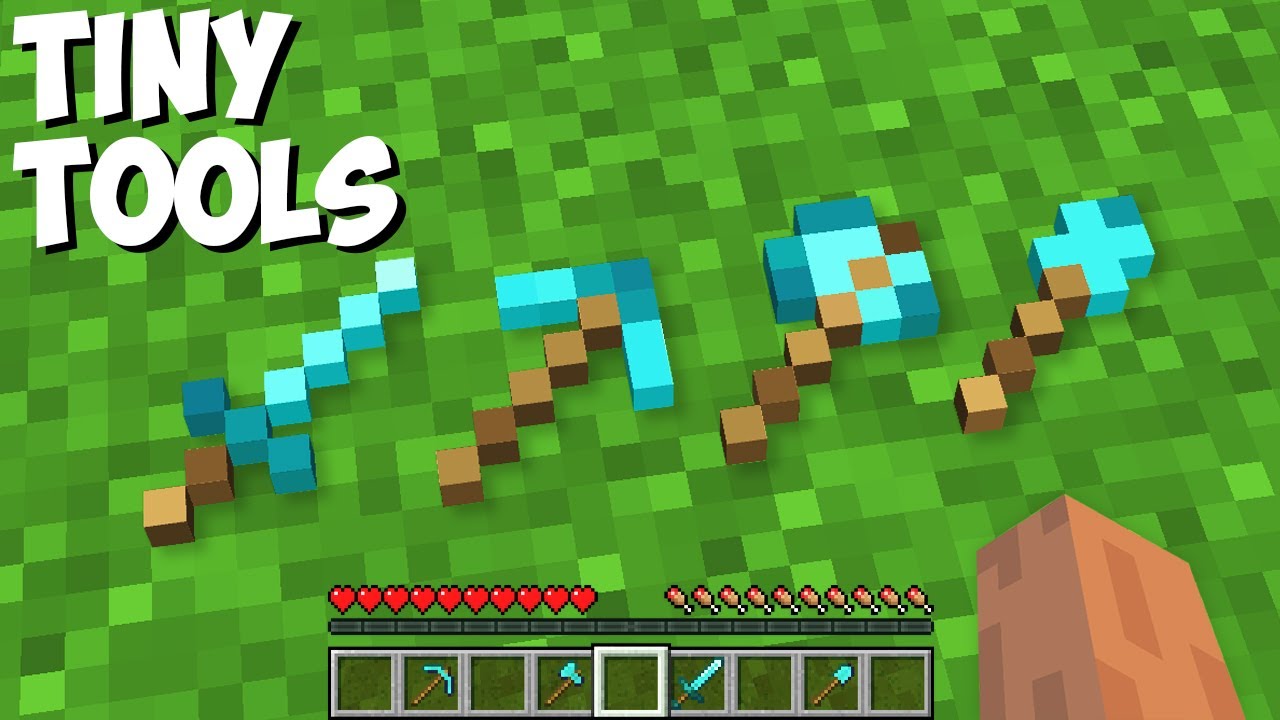 How to CRAFT TINY TOOLS in Minecraft ? TINY SWORD, PICKAXE, AXE AND ...