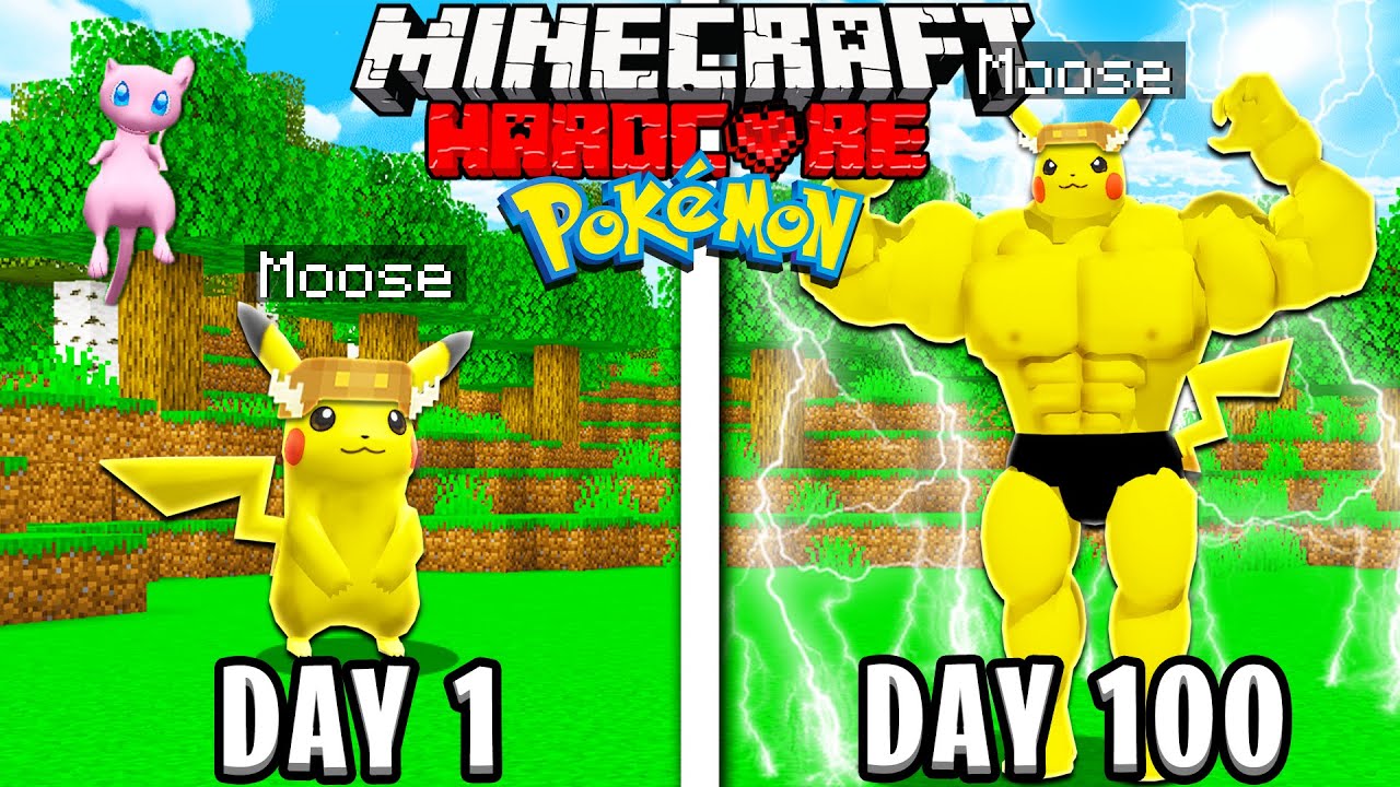 I Survived 100 Days as a Minecraft POKEMON in HARDCORE! - Minecraft videos