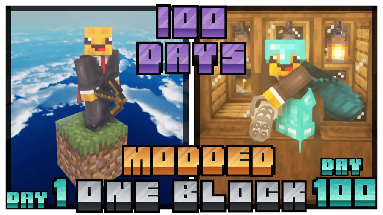 I Survived 100 Days in Modded One Block Minecraft... Here's What ...