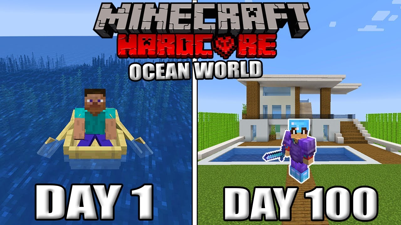I Survived 100 Days in Ocean Only World in Minecraft Hardcore! (Part-1 ...