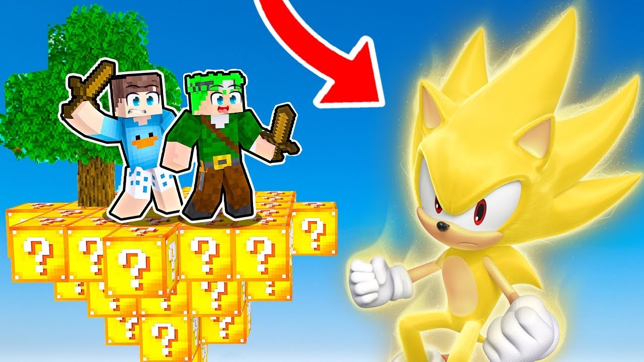 Ilha De Lucky Block Vs Super Sonic No Minecraft Sorte Ou Azar