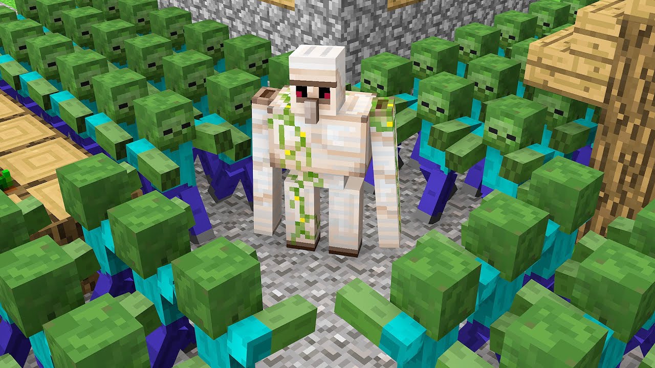 IRON GOLEM PROTECTS THE VILLAGE FROM THE ZOMBIE APOCALYPSE MINECRAFT ...