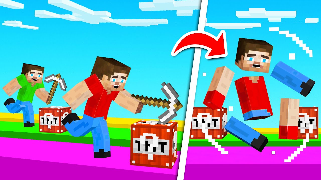 MINECRAFT 1v1v1 TNT LUCKY BLOCK RACE! (vs Friends) - Minecraft videos