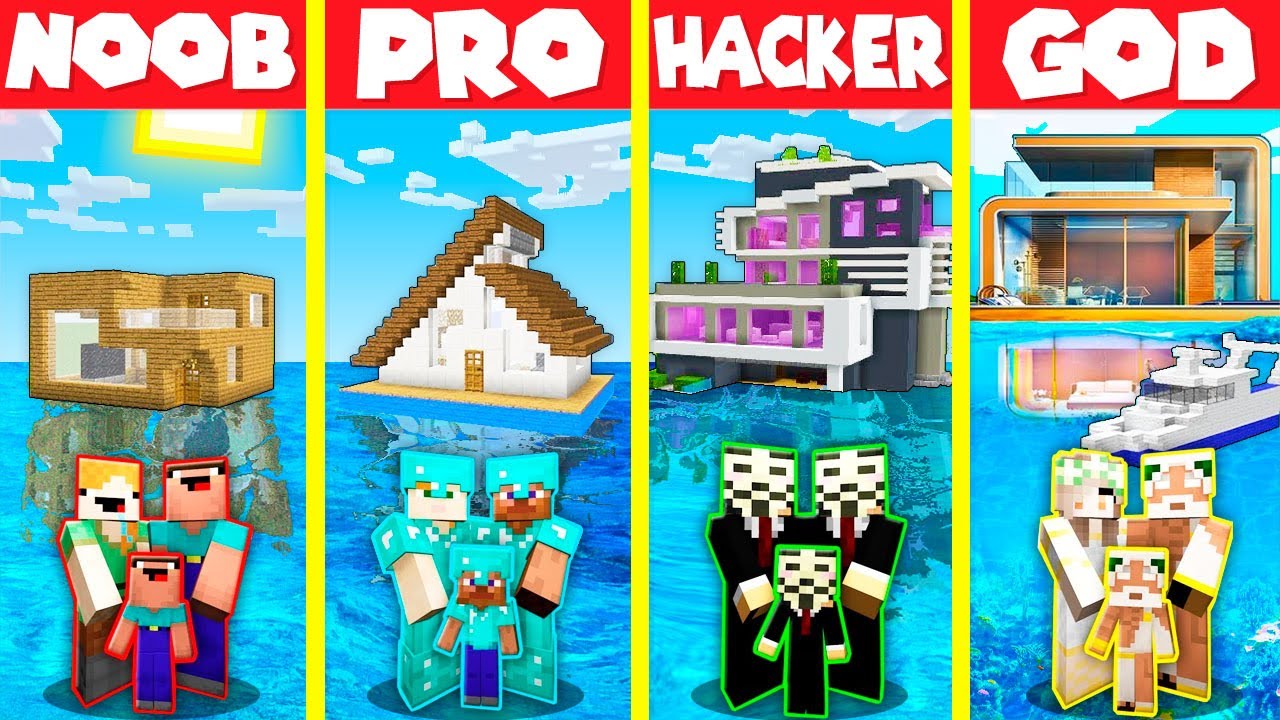 Minecraft Battle: MODERN HOUSE ON WATER BUILD CHALLENGE - NOOB vs PRO ...