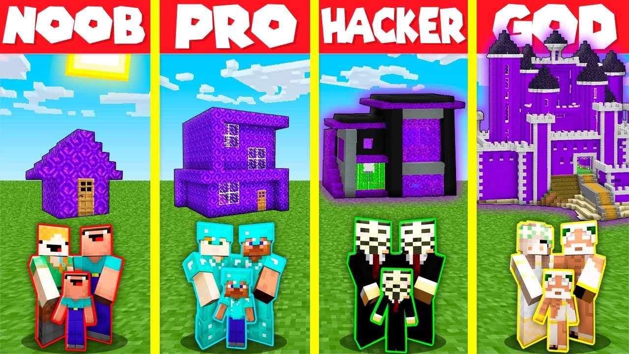 Minecraft Battle: PORTAL BLOCK HOUSE BASE BUILD CHALLENGE - NOOB vs PRO vs HACKER vs GOD ...