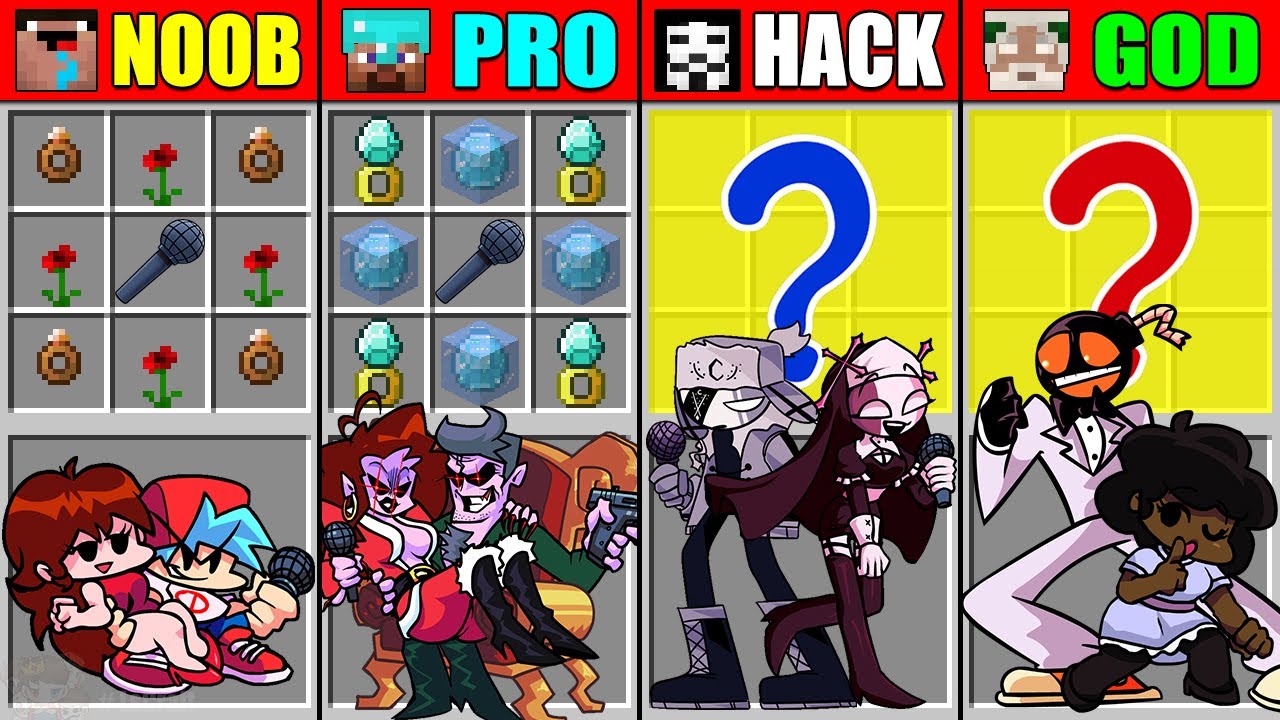 Minecraft NOOB vs PRO vs HACKER vs GOD FNF BEST COUPLE CRAFTING DATE ...