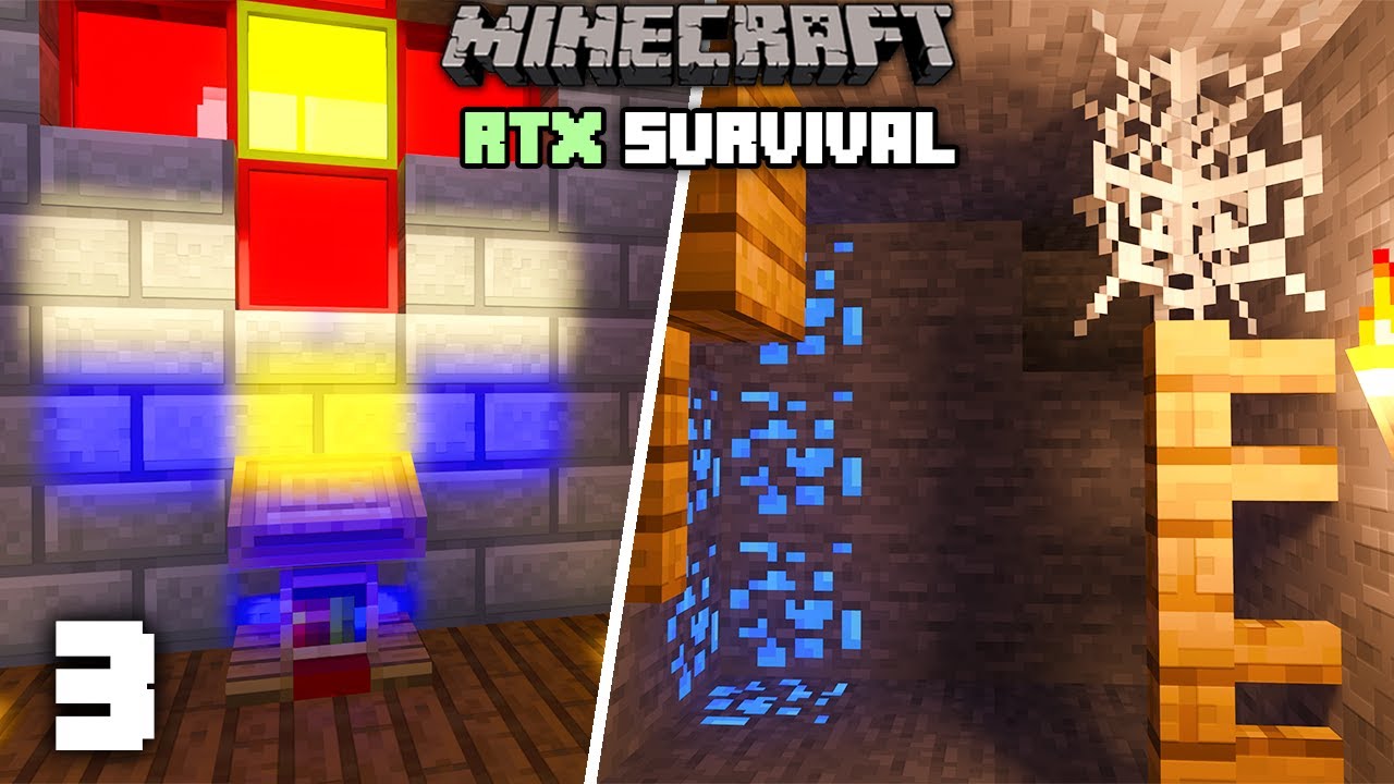 Minecraft: Stained Glass & Mineshaft - RTX Survival | Ep 3 - Minecraft ...
