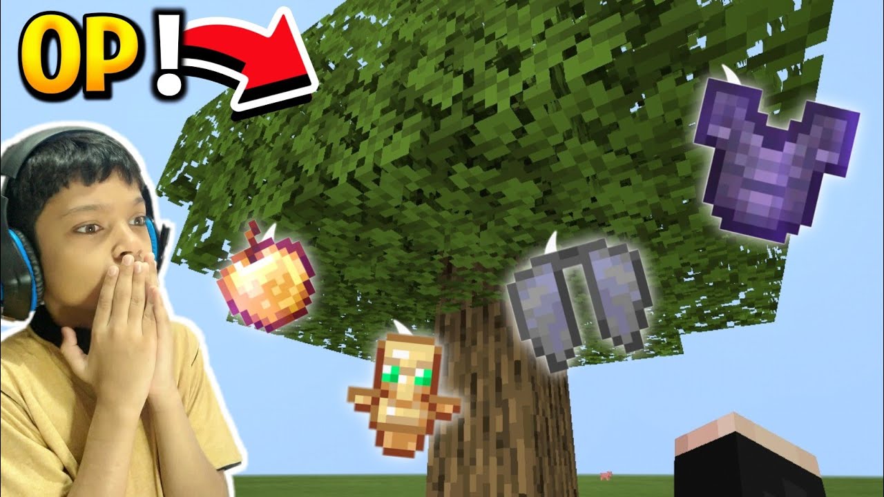 Minecraft but trees drop OP items - Minecraft videos