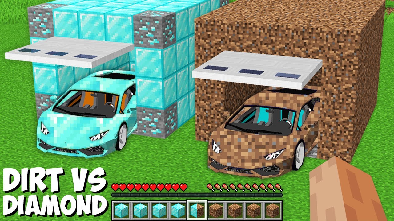 Which CAR IS BETTER DIAMOND VS DIRT in Minecraft ? GARAGE WITH SUPER ...