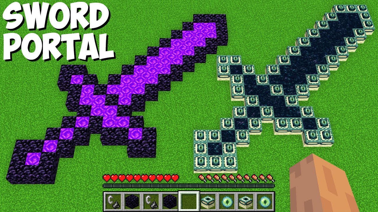 Which SWORD PORTAL IS BETTER in Minecraft ? NETHER PORTAL SWORD VS END ...