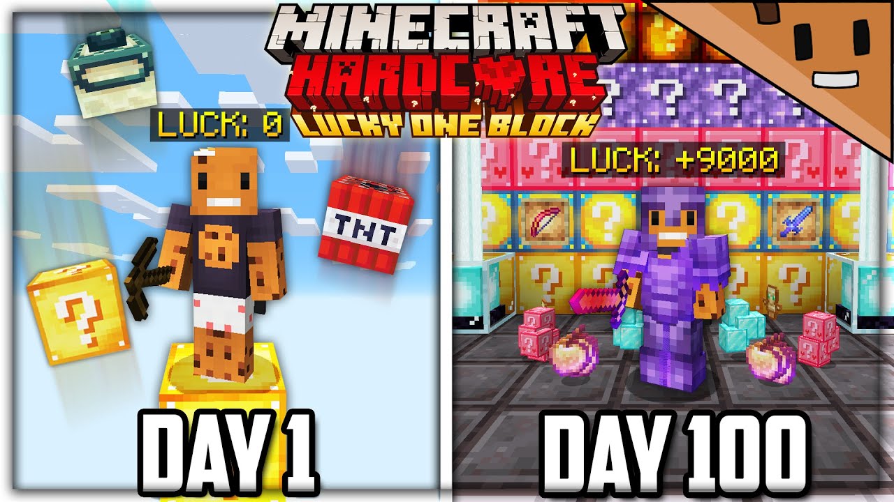 I Survived 100 Days on ONE LUCKY BLOCK in Hardcore Minecraft... Here's What Happened - Minecraft ...