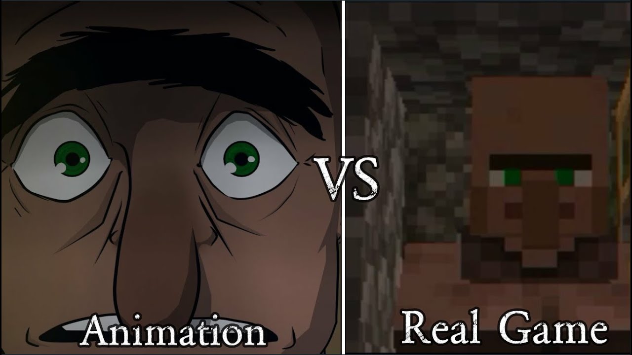 Minecraft A villager's night Animation VS Real Game - Minecraft videos