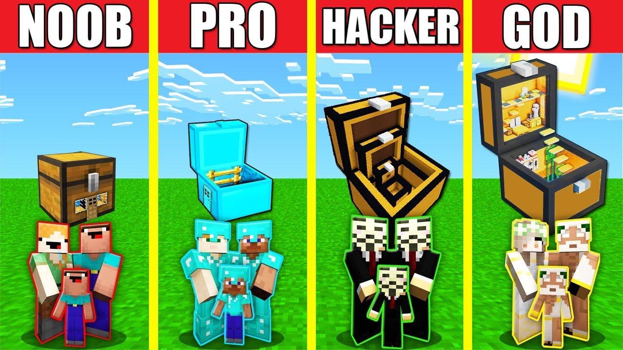 Minecraft Battle: CHEST HOUSE BUILD CHALLENGE - NOOB vs PRO vs HACKER ...