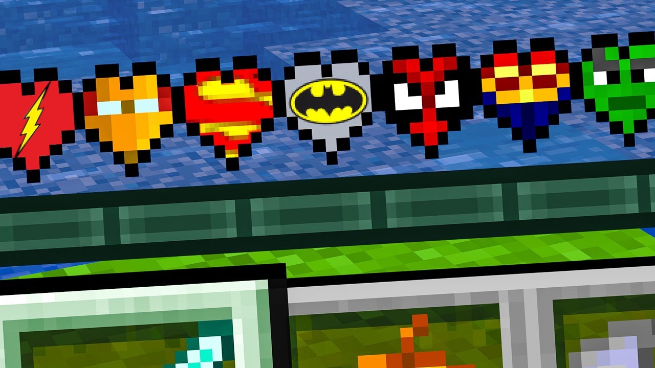 Minecraft But There’s Custom SUPERHERO Hearts - Minecraft videos