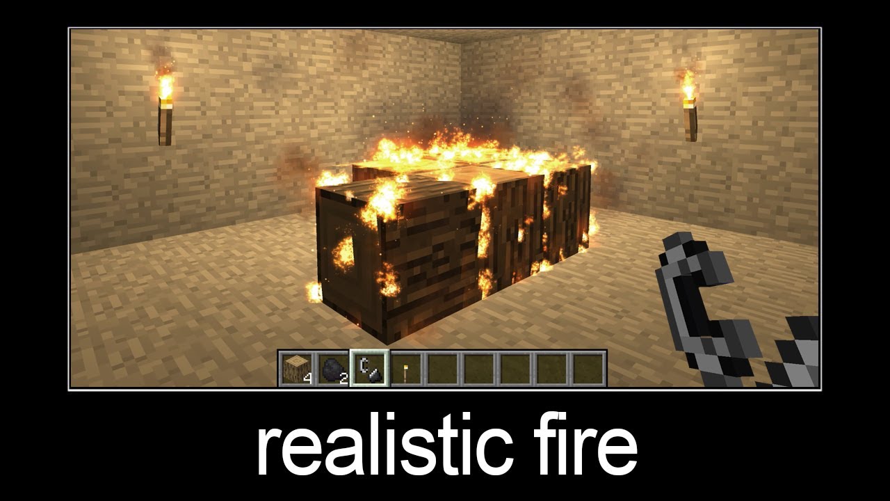 Minecraft wait what meme part 129 (realistic fire) - Minecraft videos