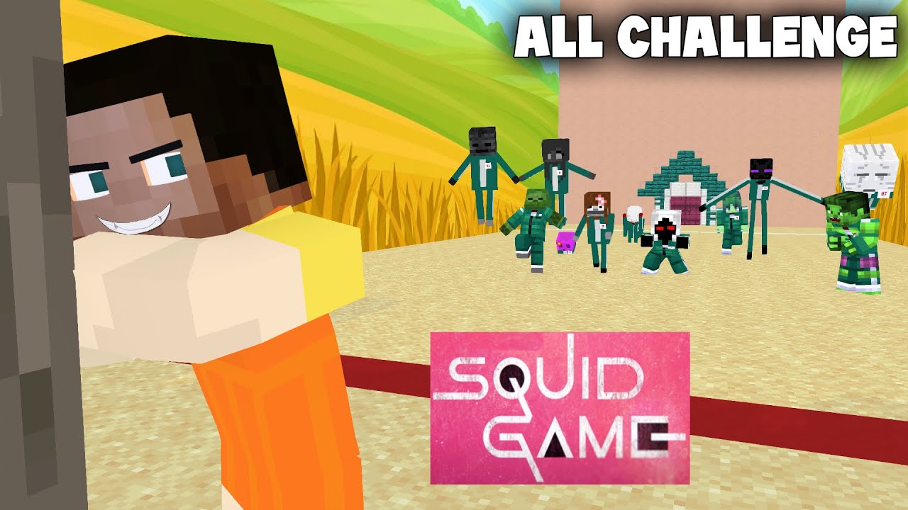 SQUID GAME ALL CHALLENGE || MONSTER SCHOOL VS RANDOM || Minecraft ...