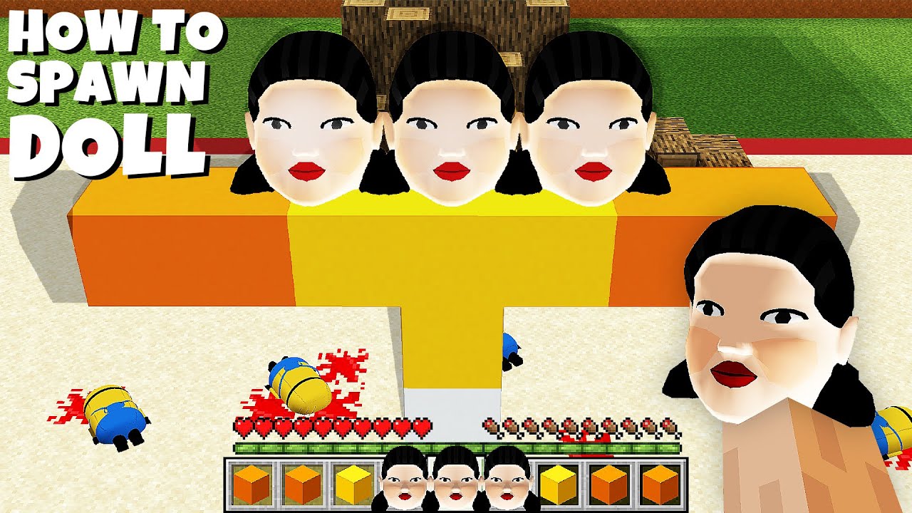 SQUID GAME spawn SCARY DOLL in Minecraft SUPER SECRET WAY TO SPAWN ...