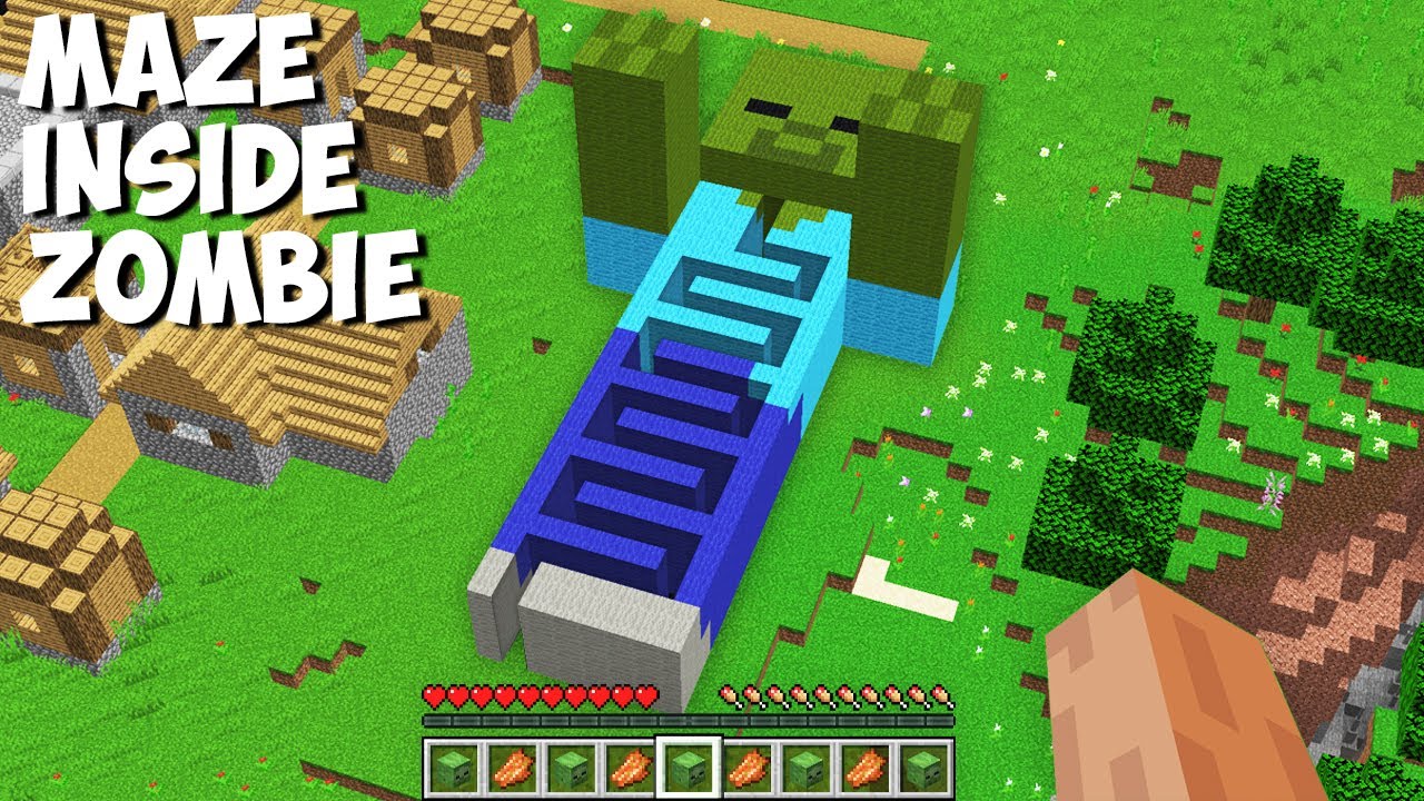 Secret MAZE INSIDE BIGGEST ZOMBIE in Minecraft ! WHERE WILL THE ZOMBIE ...