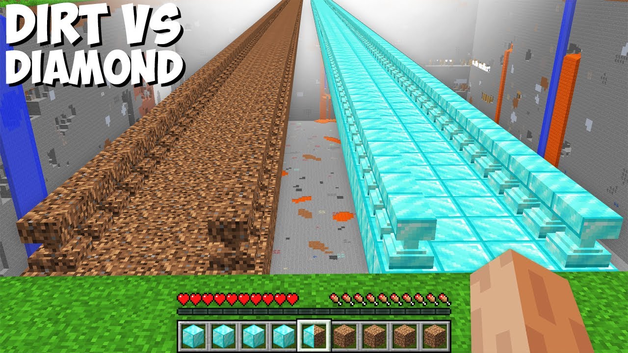 Where DOES THIS LONG BRIDGE LEAD in Minecraft ? DIAMOND BRIDGE vs DIRT ...