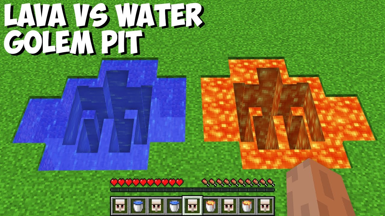 LAVA GOLEM PIT vs WATER GOLEM PIT in Minecraft ! NEW SECRET GOLEM ...