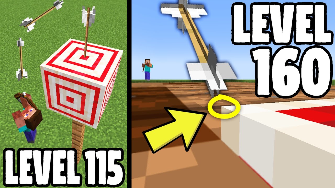 Minecraft 1 PIXEL Trick Shots (Level 100 To Level 200) - Minecraft videos