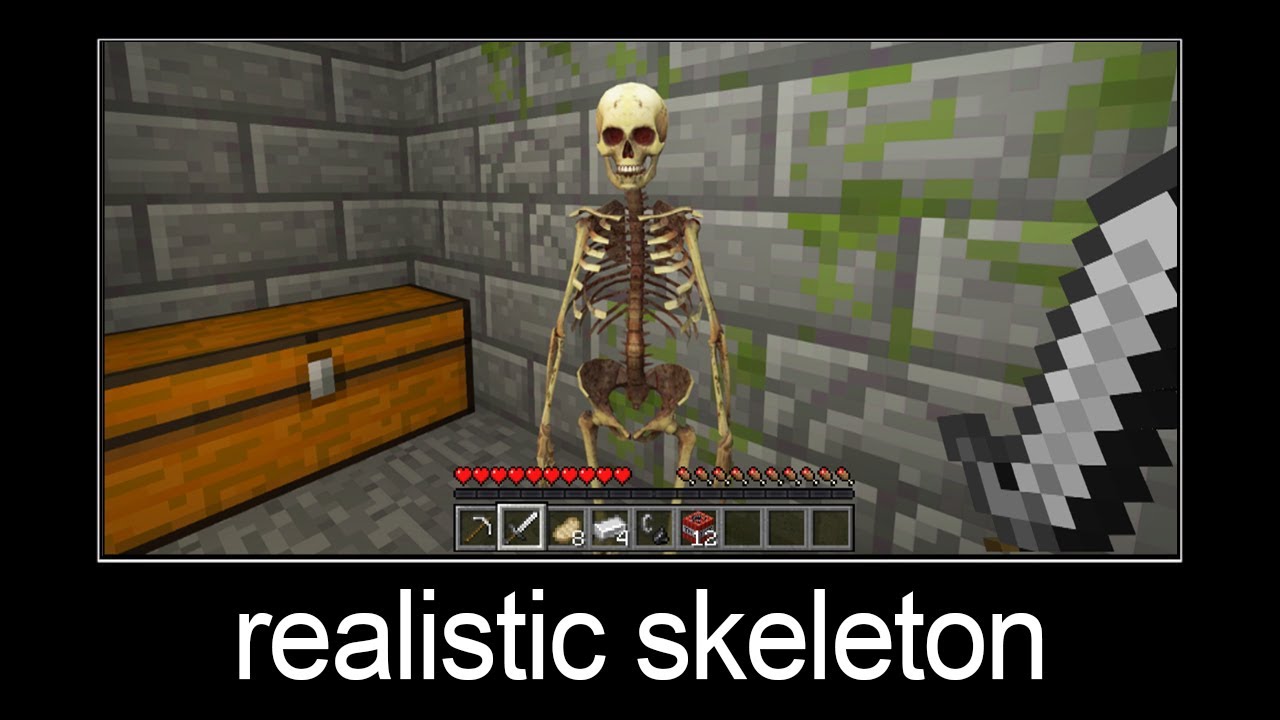 Minecraft wait what meme part 140 (realistic skeleton) - Minecraft videos