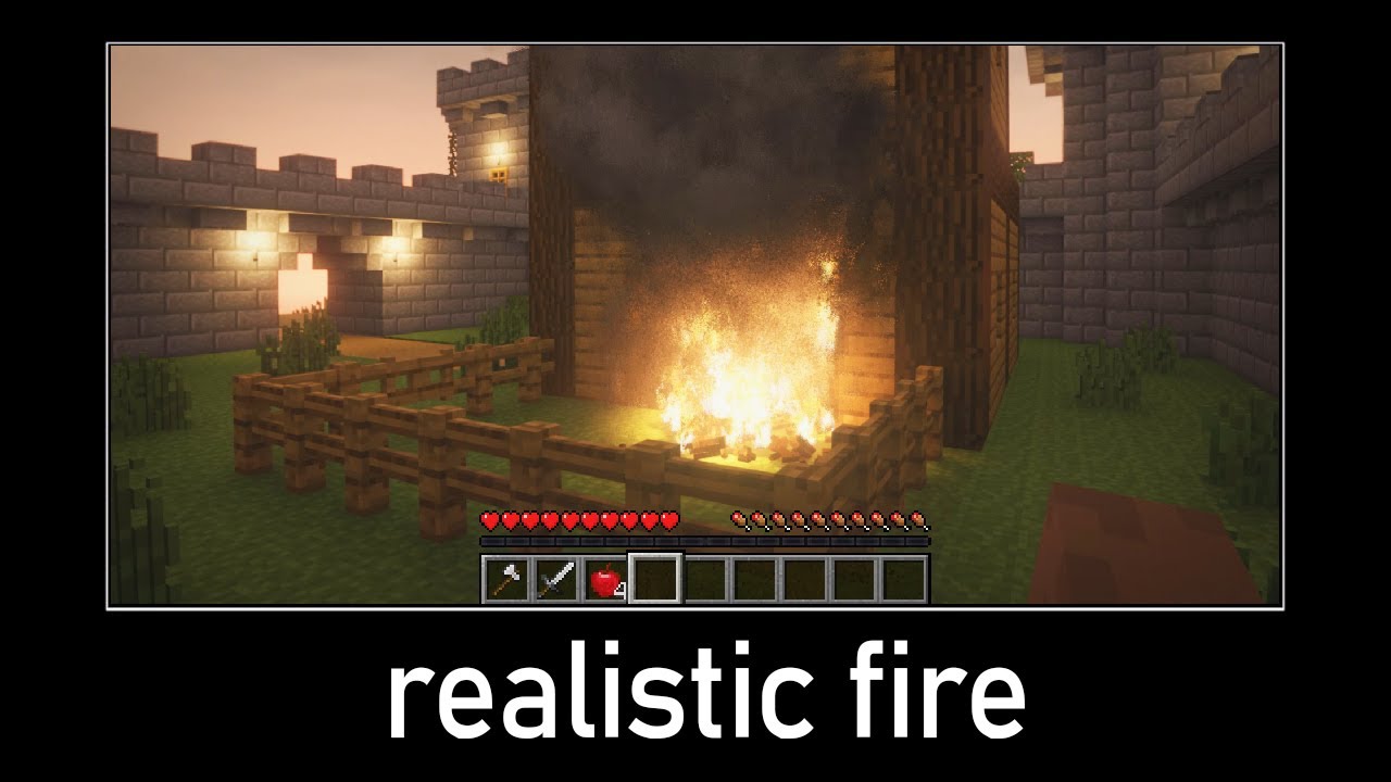 Minecraft wait what meme part 148 (new realistic fire) - Minecraft videos