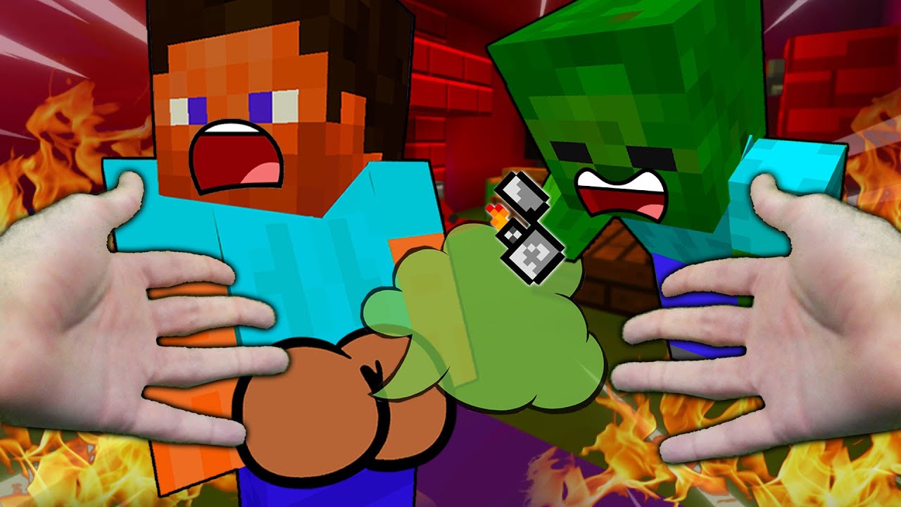 REALISTIC MINECRAFT - STEVE FARTS FIRE - Steve & Alex - Minecraft videos