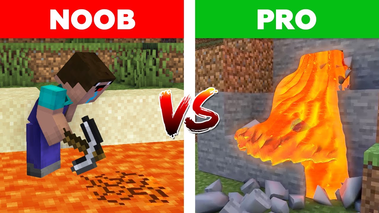 Realistic lava / Noob vs Pro challenge in minecraft - Minecraft videos