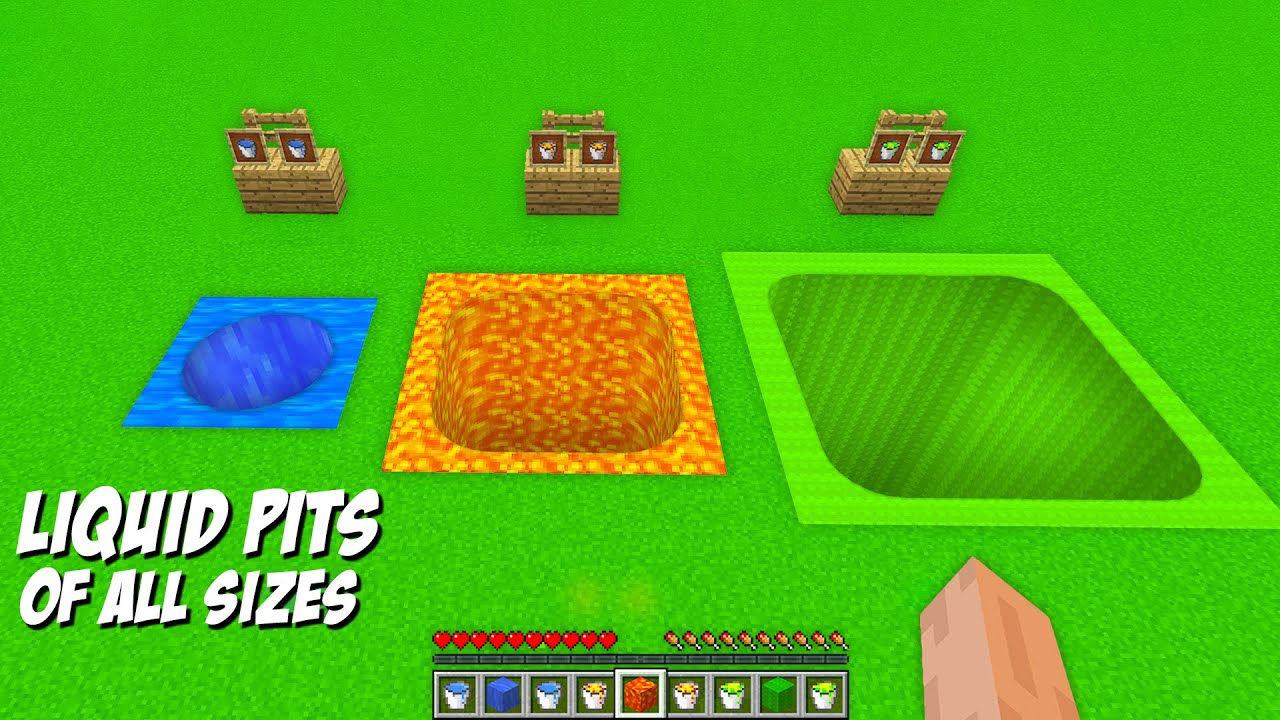 SECRET LIQUID PIT OF ALL SIZES in Minecraft ! WHICH TUNNEL is BETTER ...