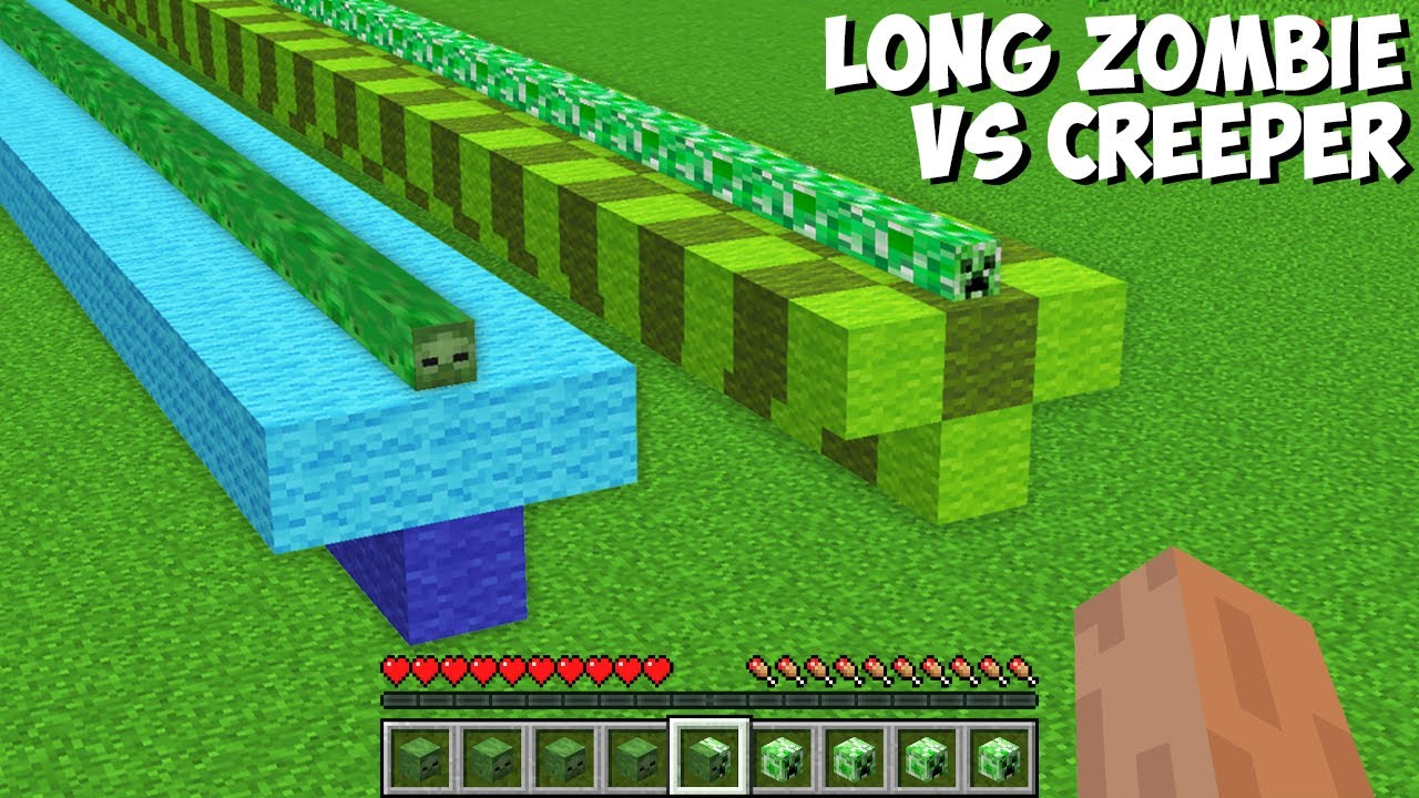 What if you SPAWN SUPER LONG ZOMBIE VS LONG CREEPER in Minecraft ...