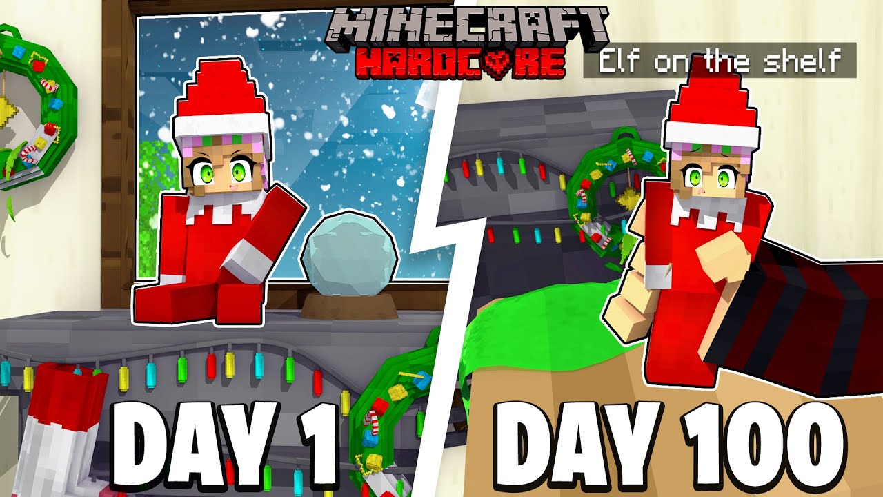 I Survived 100 DAYS as an ELF ON THE SHELF in Minecraft - Minecraft videos
