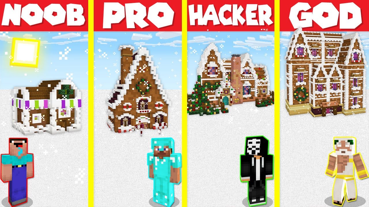 Minecraft Battle: GINGERBREAD BASE HOUSE BUILD CHALLENGE - NOOB vs PRO ...